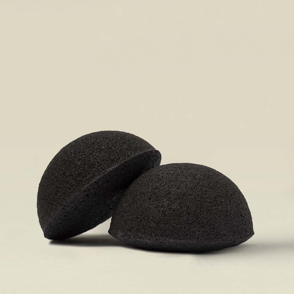Konjac Sponge 2 Pack- super soft natural, biodegradable, charcoal Infused